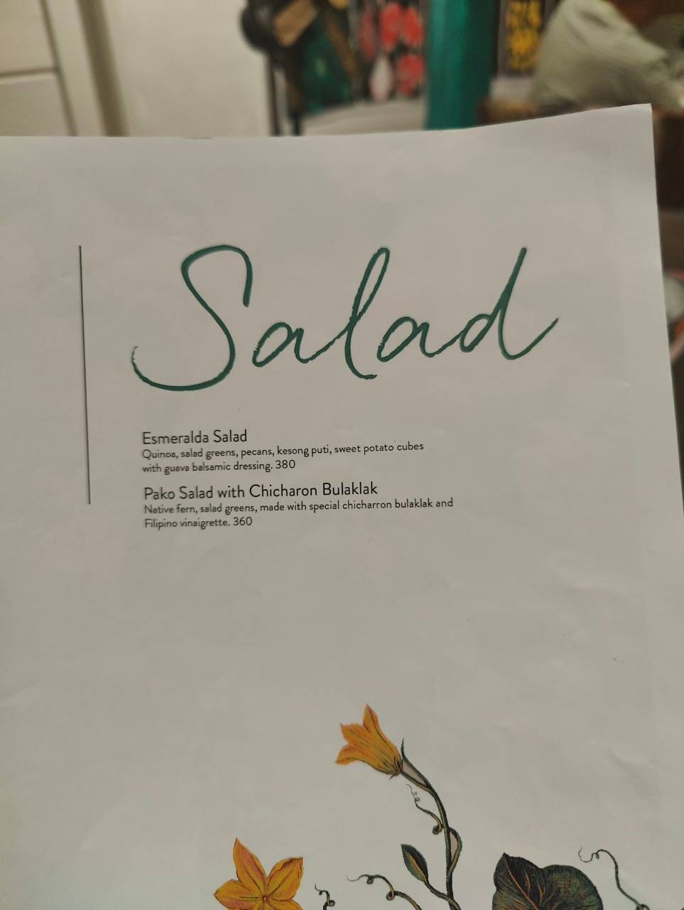 Menu at Esmeralda Kitchen restaurant, Quezon City