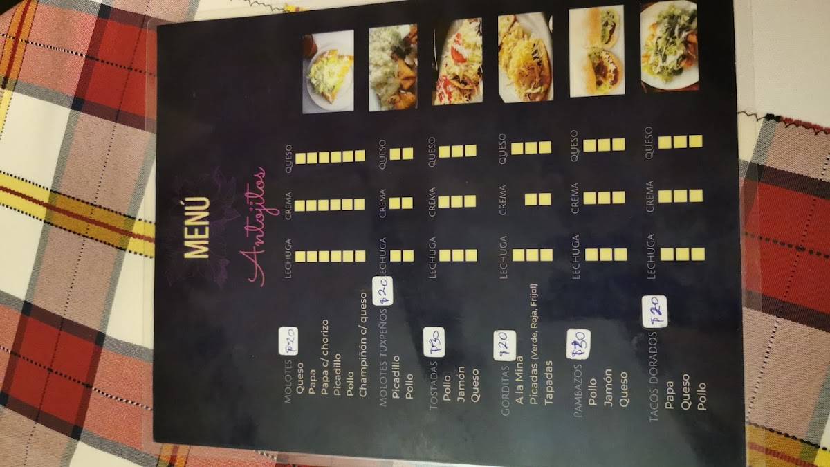 Carta del restaurante Quinta Colon, Coatepec
