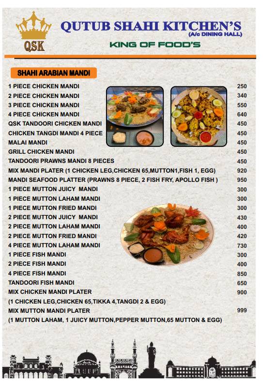 Menu at Qutub Shahi Kitchen's Family Restaurant, Hyderabad