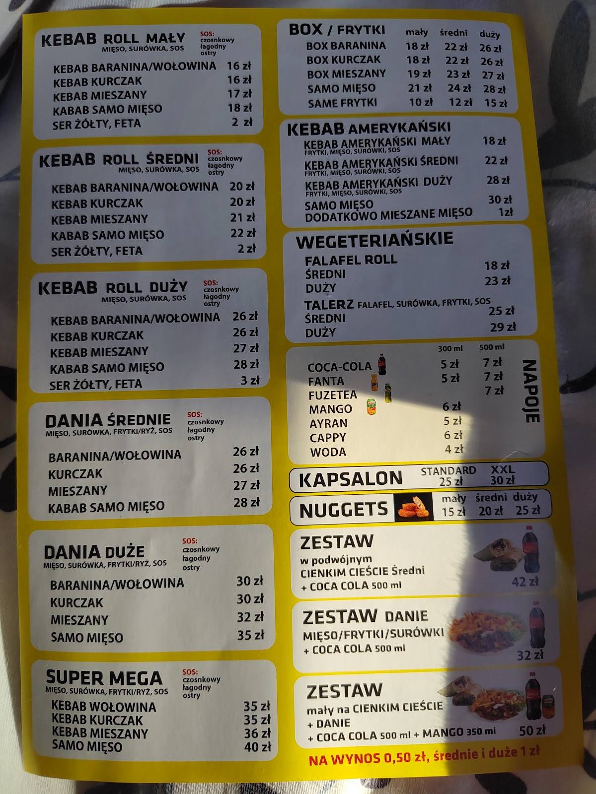 Menu at RAIFA KEBAB, Bielsko-Biala, Żywiecka 94