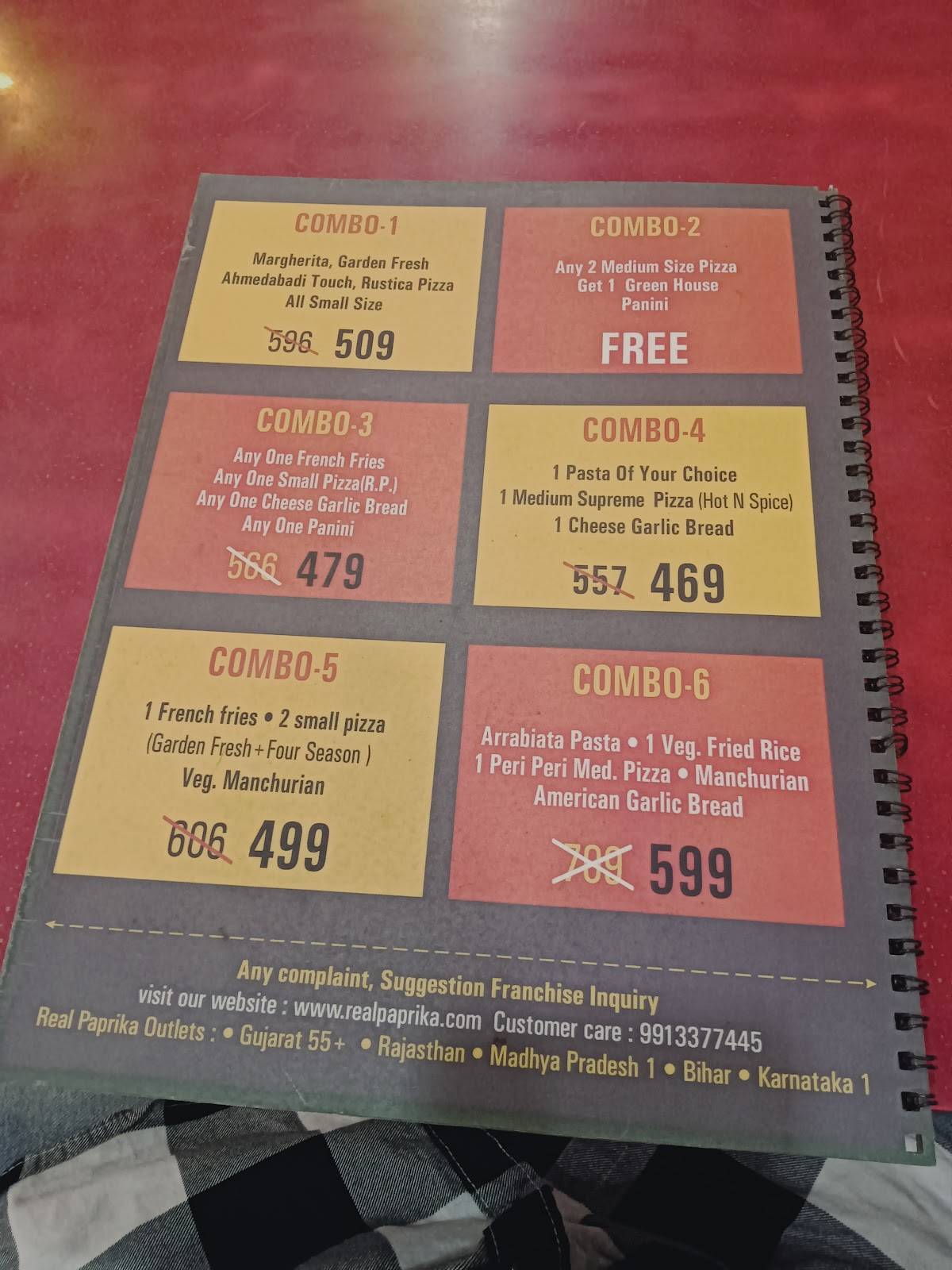 Menu at REAL PAPRIKA HIMATNAGAR, Himmatnagar