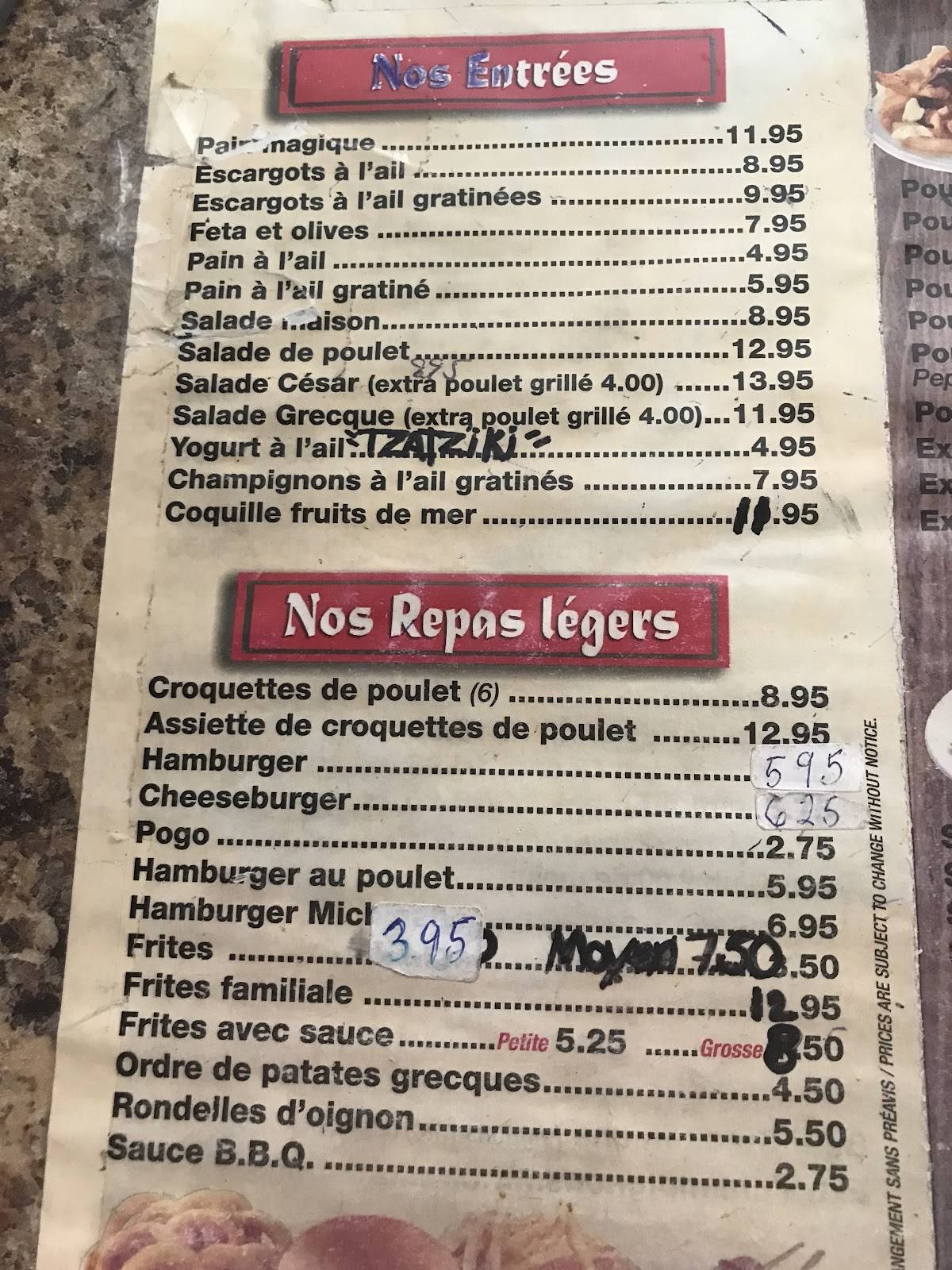 Menu au RESTO BAR TAKIS, Sainte-Julienne, Rte 125