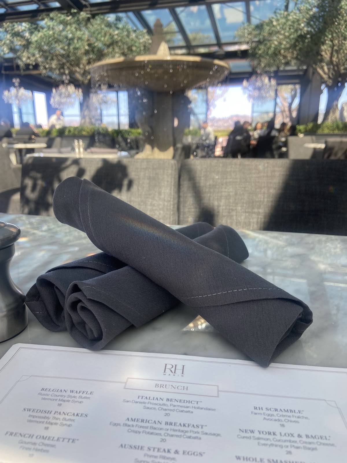 Menu at RH Rooftop Restaurant at RH Marin, Corte Madera