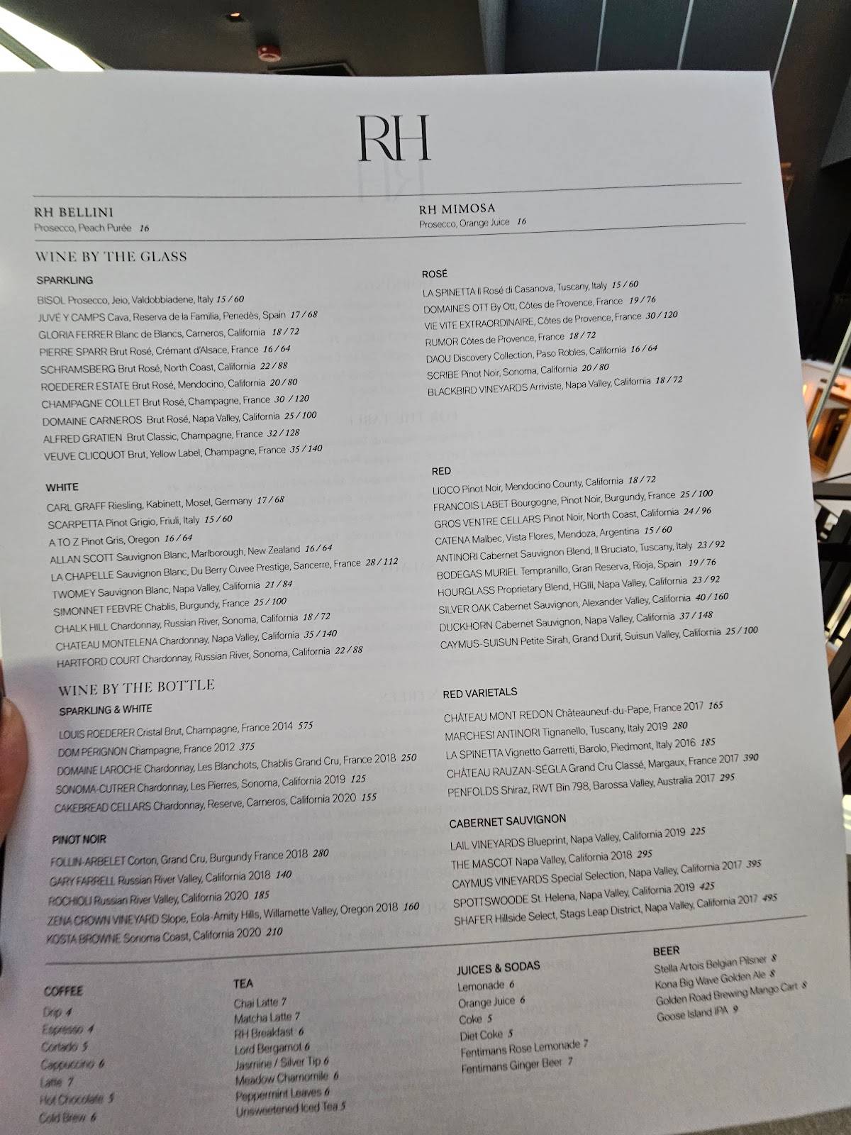 Menu at RH Rooftop Restaurant Oak Brook, Oak Brook
