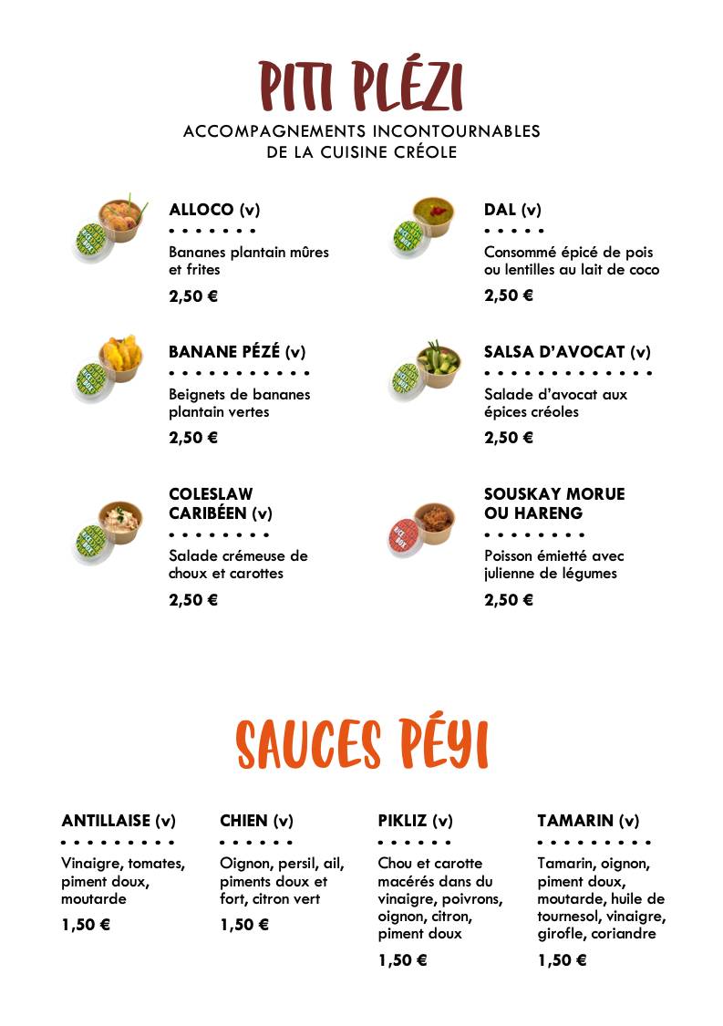 Menu at RICE BOX caribbean soul food restaurant, Paris