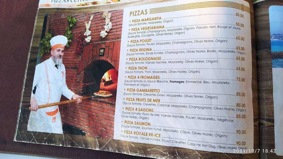 Menu at RR Ice restaurant, Tangier, Q6QR+827