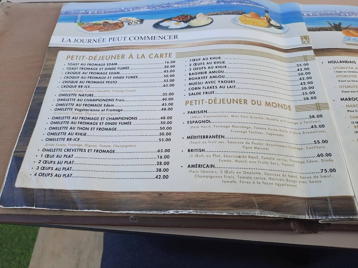 Menu at RR Ice restaurant, Tangier, Q6QR+827