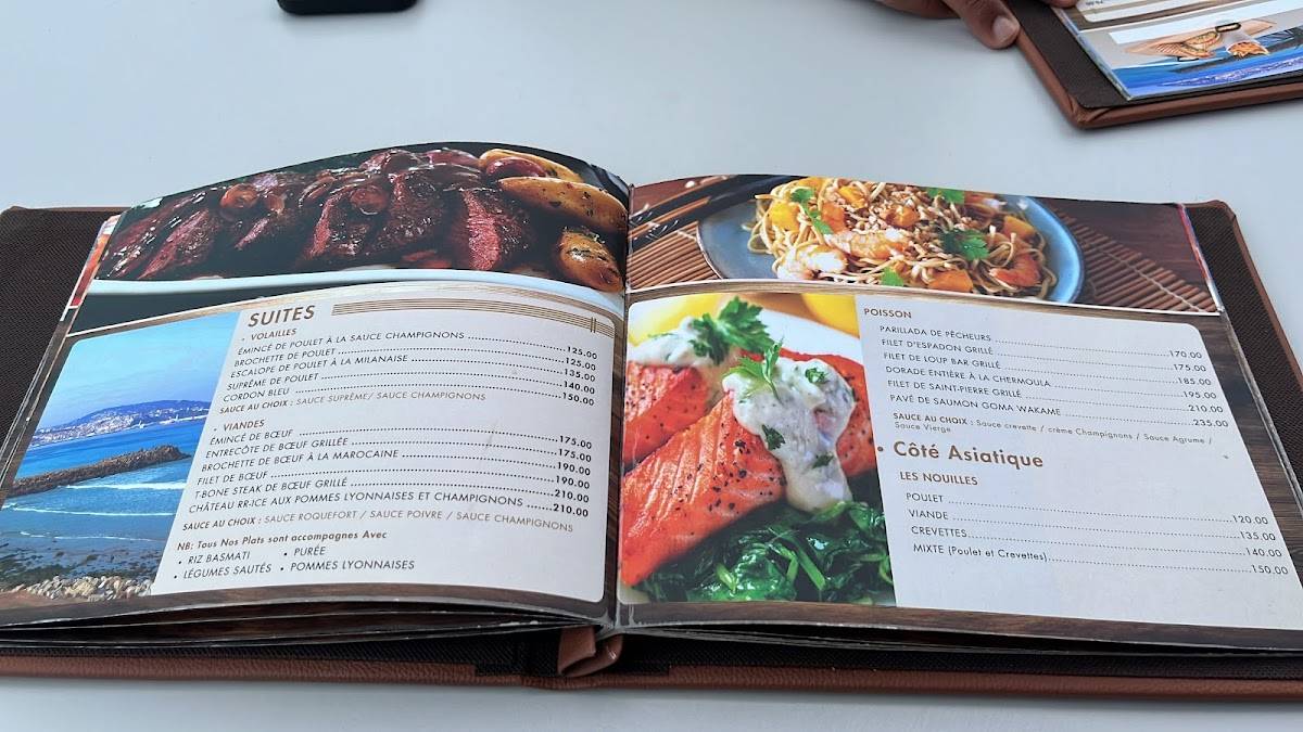 Menu au Cafe RR Ice, Tanger, Q6QR+827