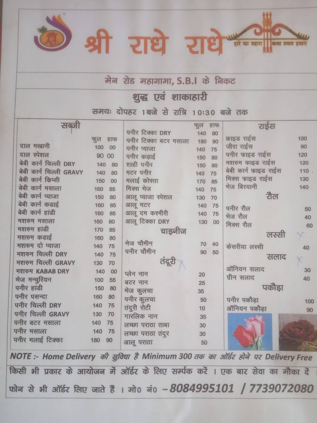 Menu at Radhe Radhe food fantasy, India
