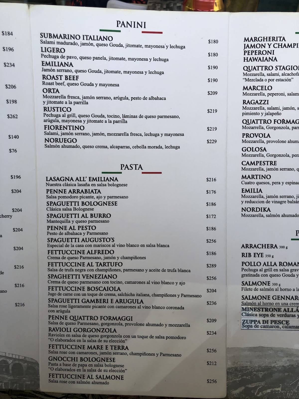Carta del restaurante Ragazzi Bistro, Aguascalientes, Plaza Arcos Campestre