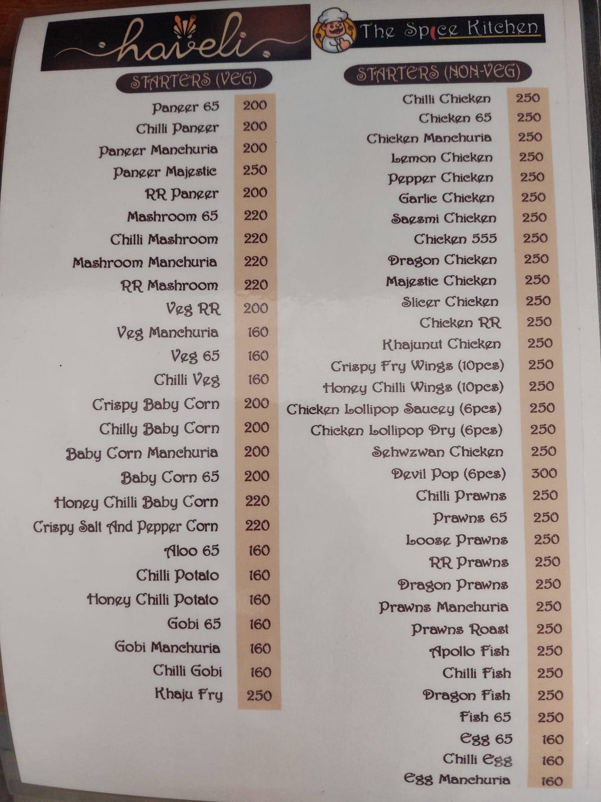 Menu at The Spice Kitchen, Rajahmundry