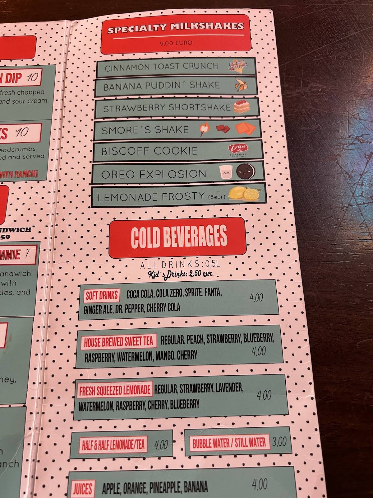 Menu at Benji's Birdhouse restaurant, Ramstein-Miesenbach