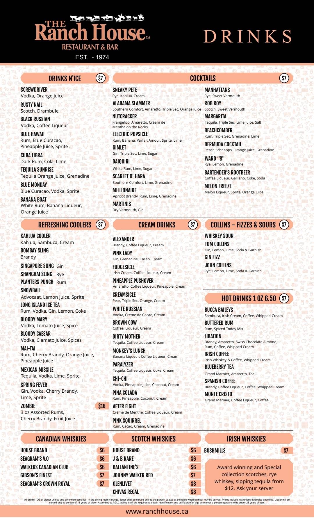 Menu at Ranch House Restaurant & Bar, Red Deer, 50 Ave