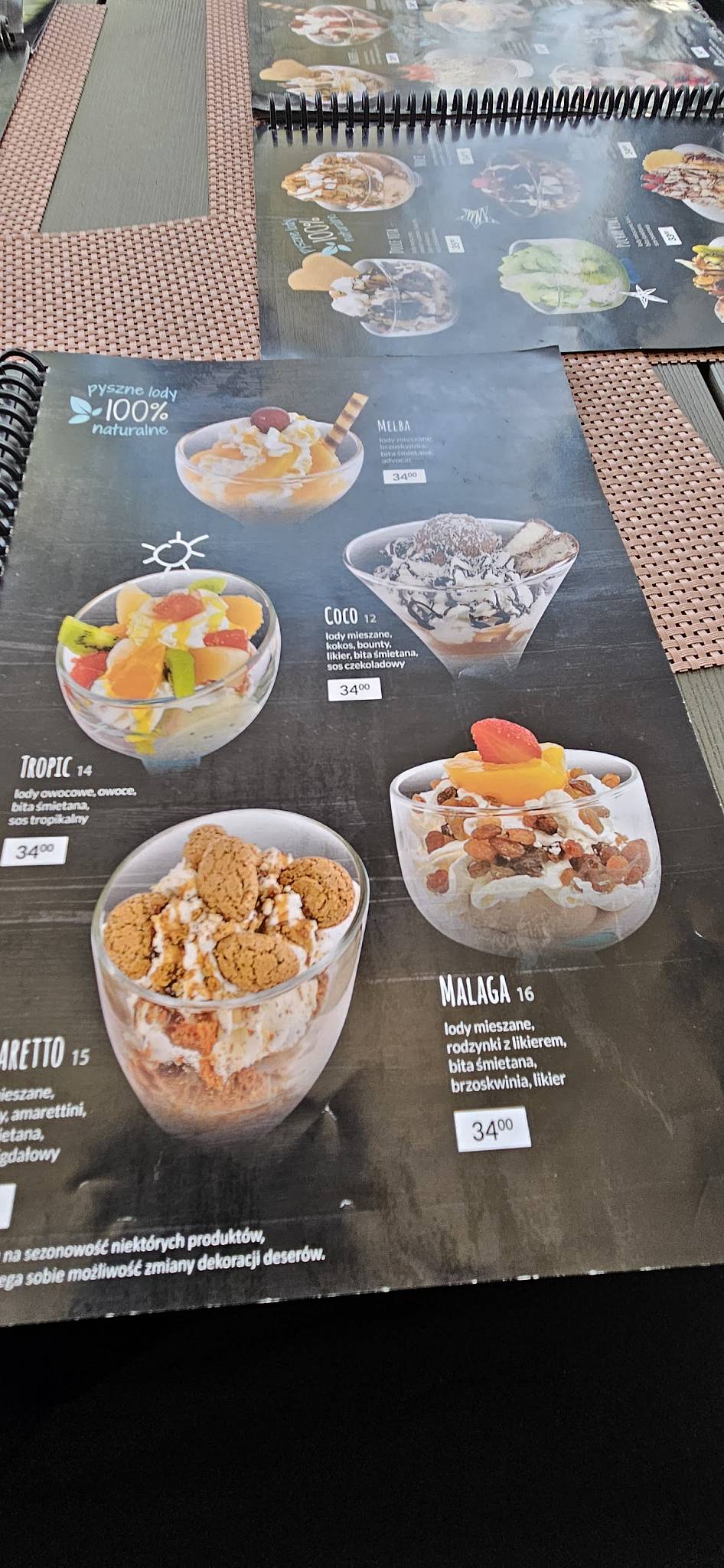Menu at Rapsodia Cafe, Oswiecim