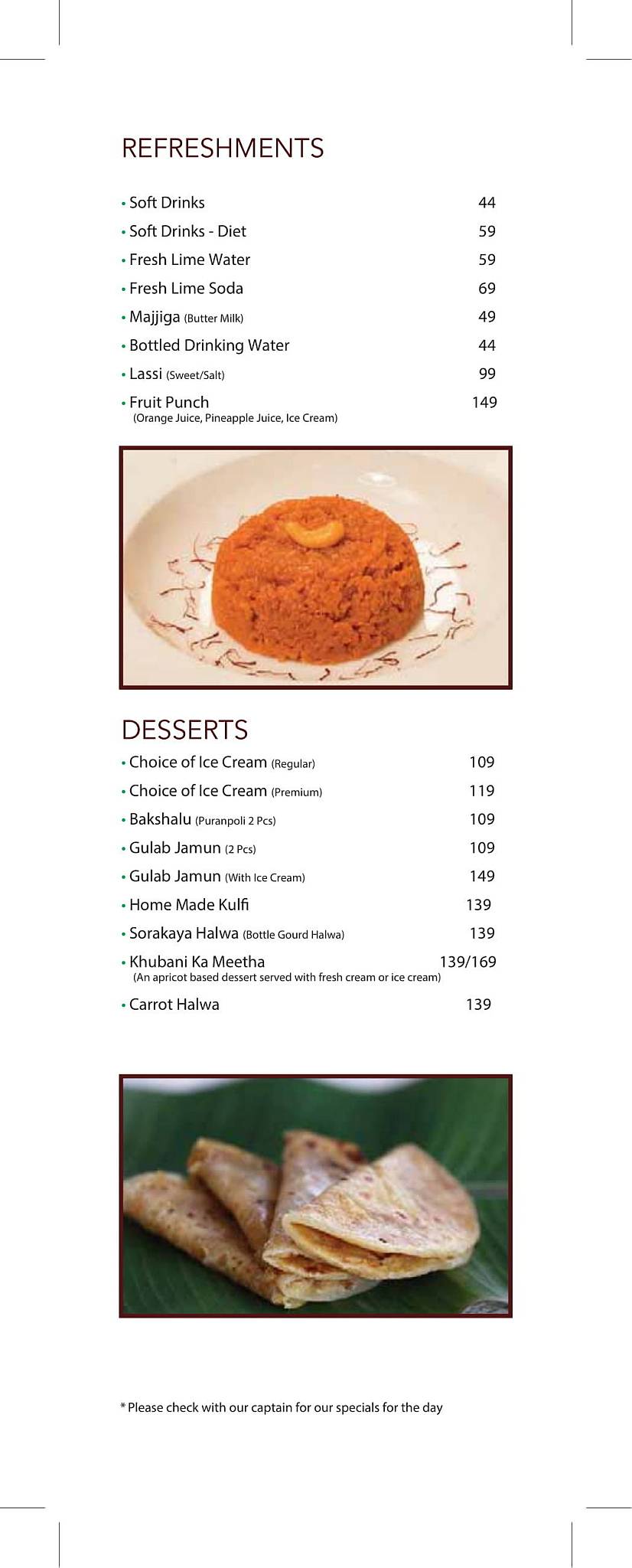 Menu at Rayalaseema Ruchulu, Hyderabad, 3rd Floor