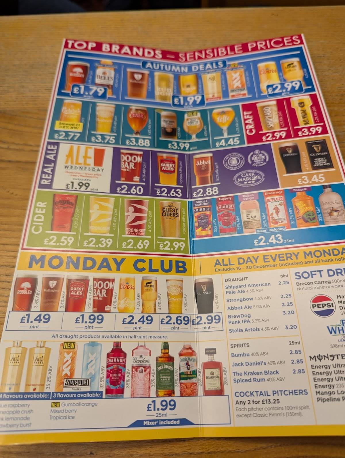 Menu at The Roebuck - JD Wetherspoon pub & bar, Rayleigh