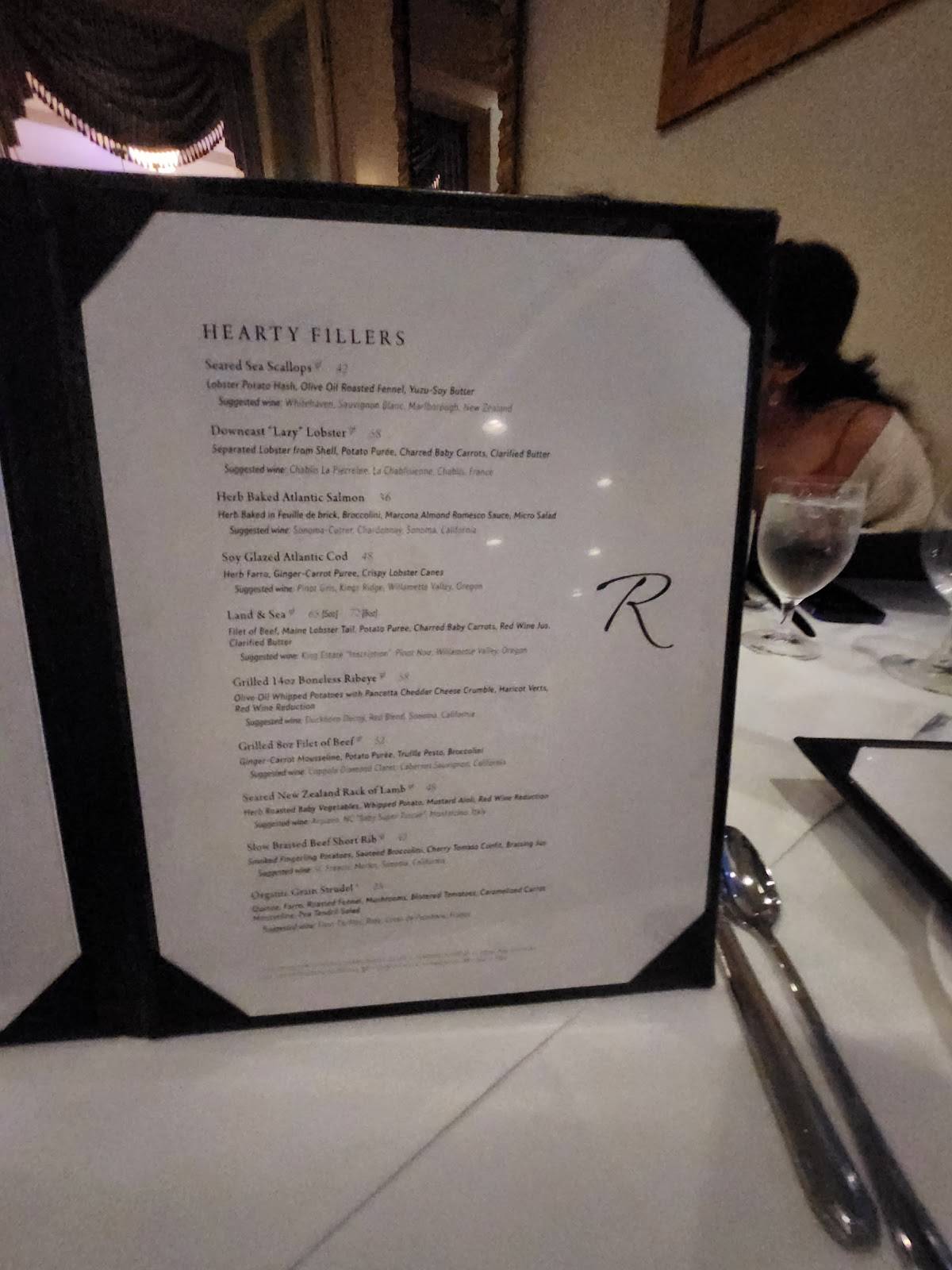Menu at Reading Room Restaurant, Bar Harbor
