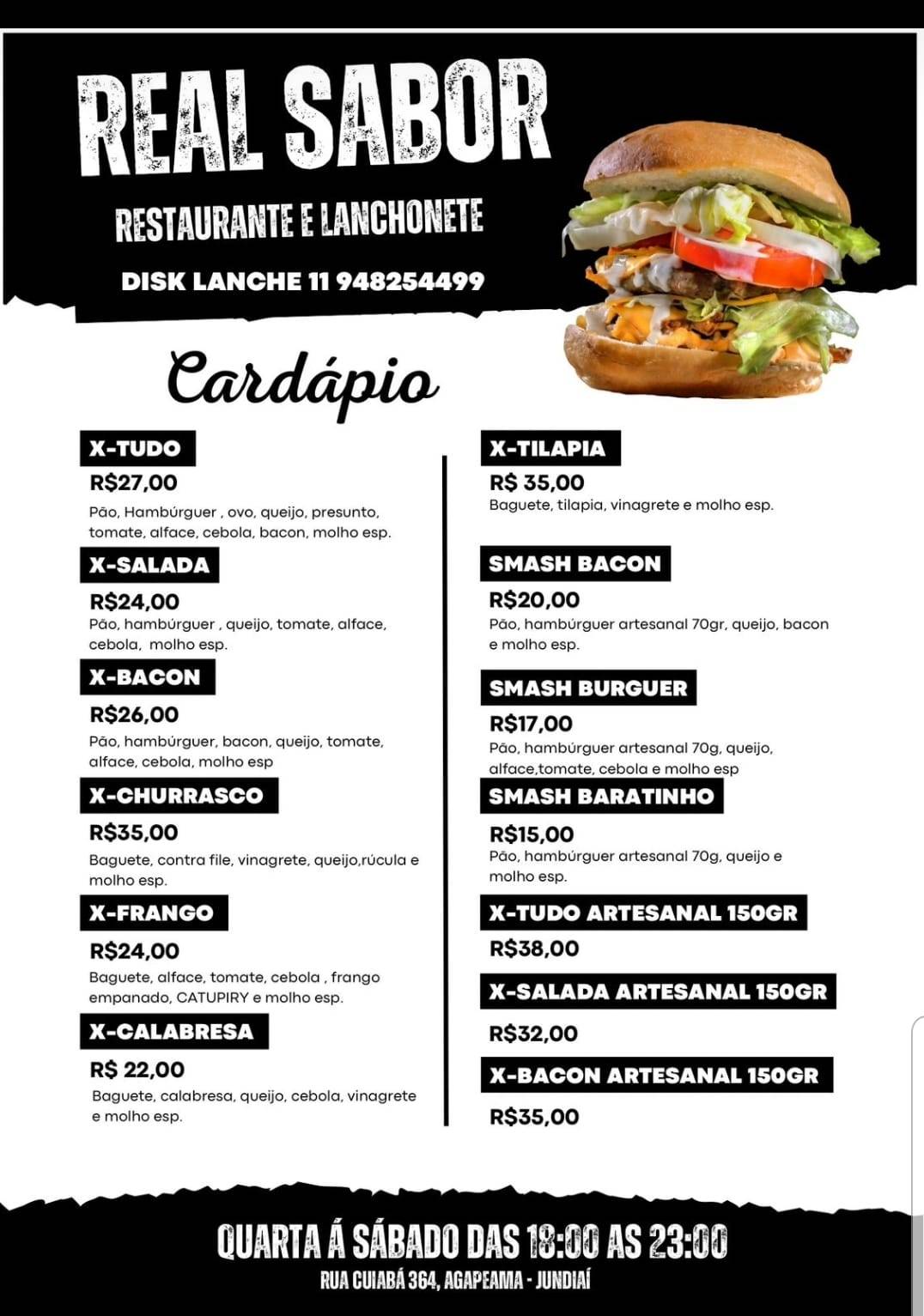 Menu em Real Sabor Restaurante, Jundiaí