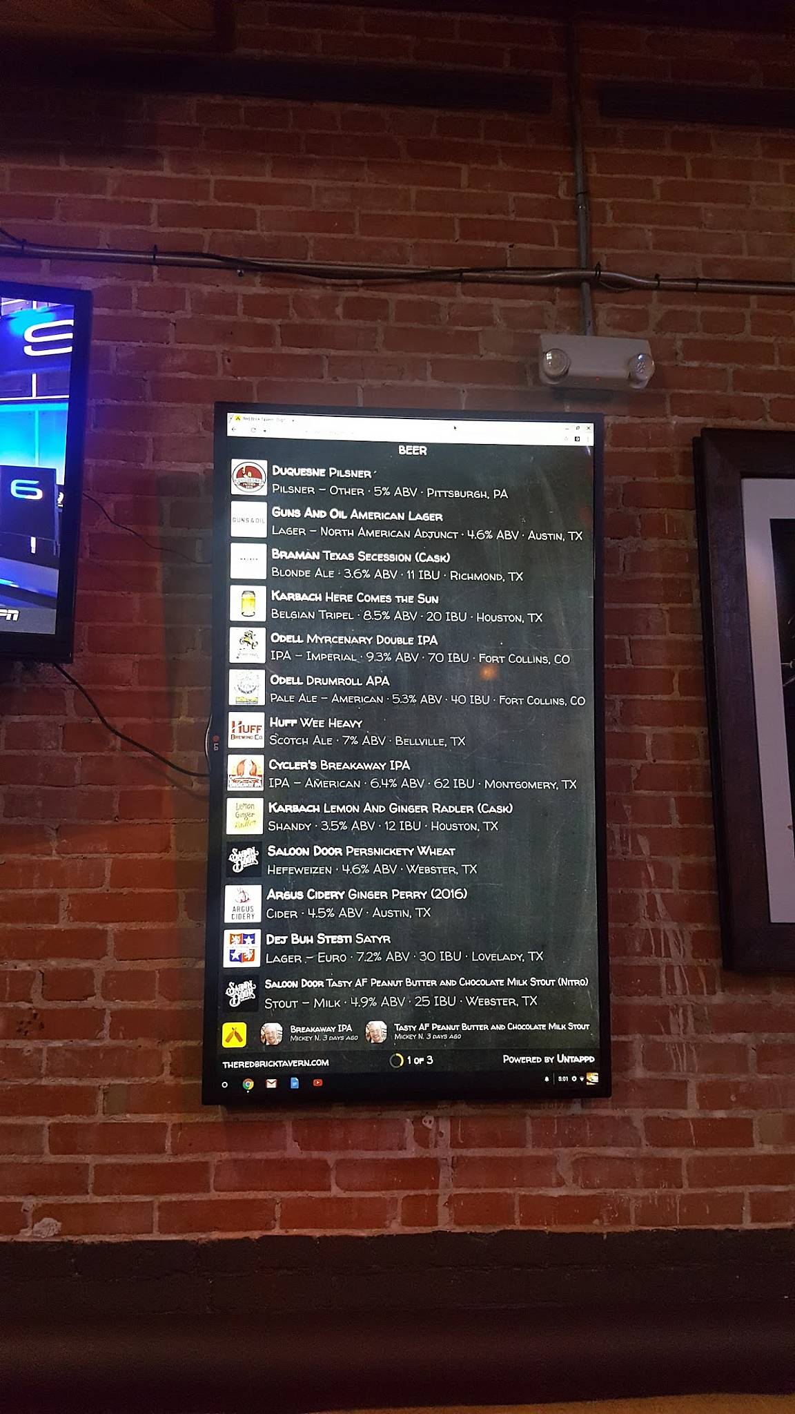 Menu at Red Brick Tavern restaurant, Conroe, 119 Simonton St