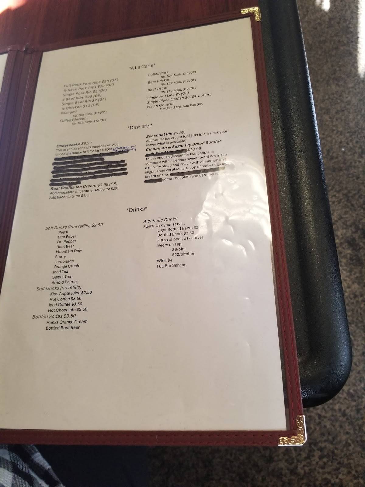 Menu at Red House BBQ, Tehachapi, 426 E Tehachapi Blvd