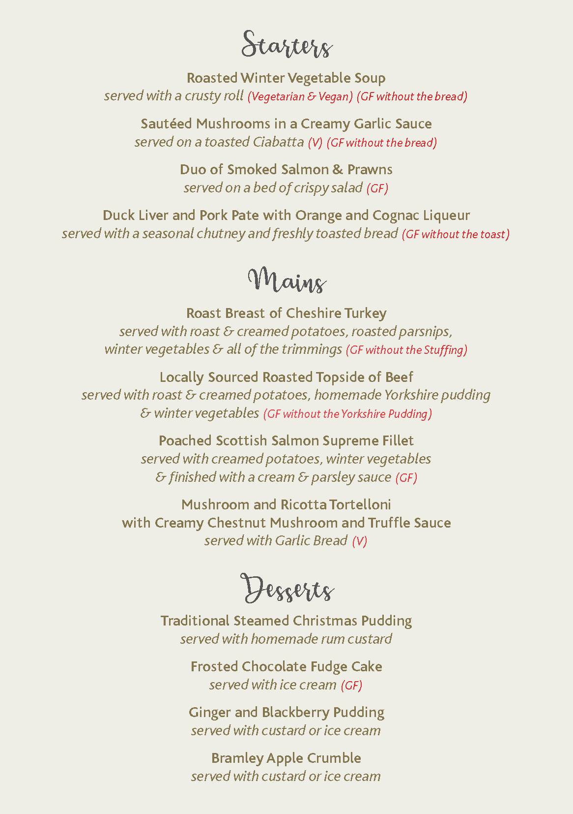 Menu at Red Lion, Little Budworth pub & bar, Little Budworth