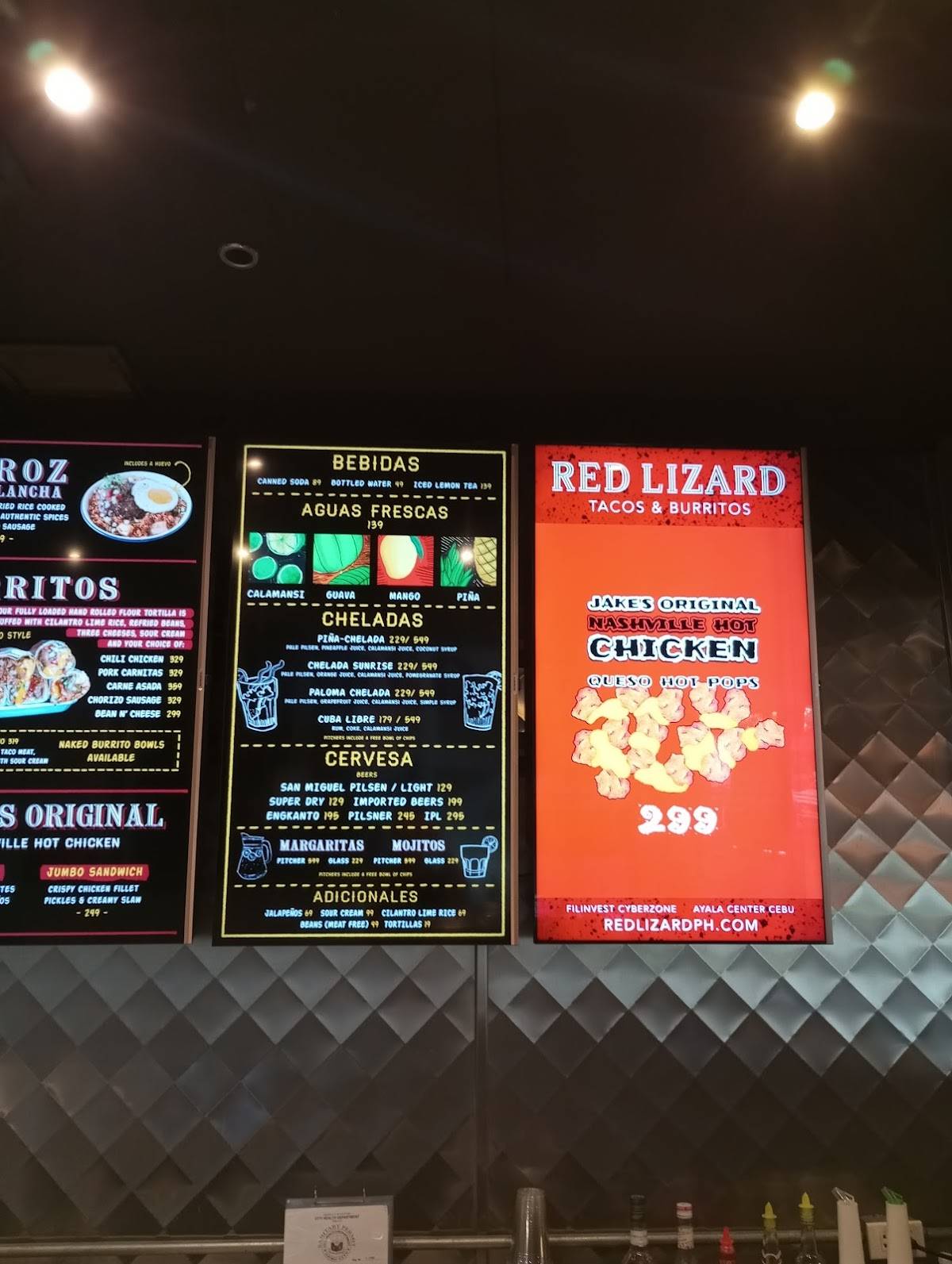 Menu at Red Lizard restaurant, Cebu City, Ayala Center Cebu