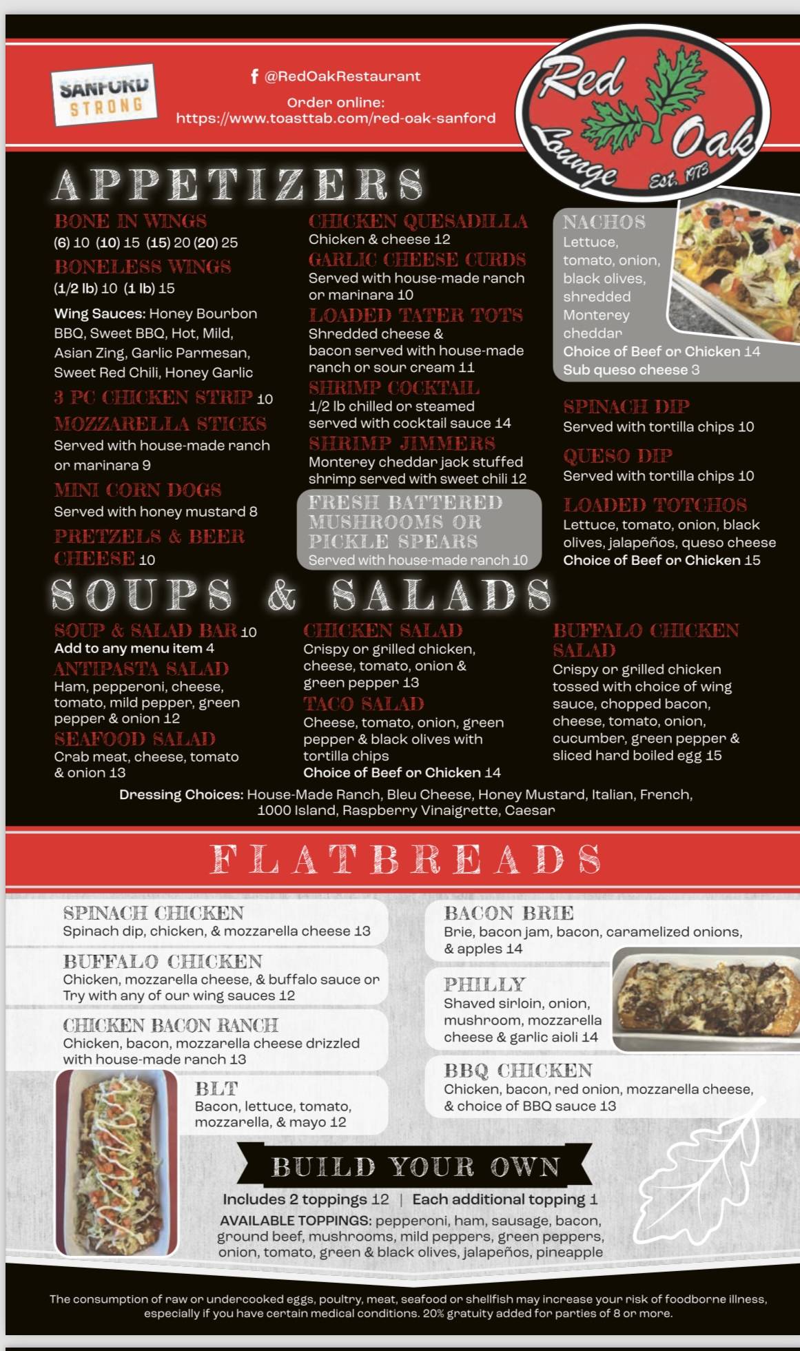 Menu at Red Oak Family Restaurant, Sanford