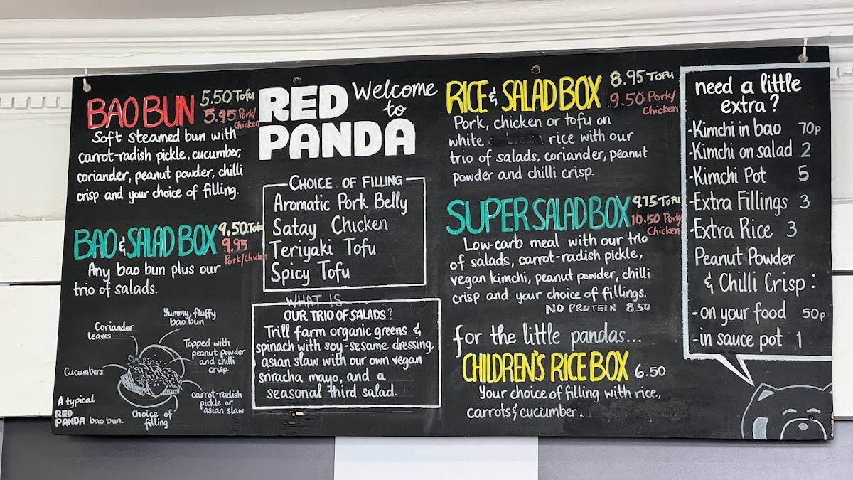 Menu at Red Panda restaurant, Lyme Regis, 7A Broad St