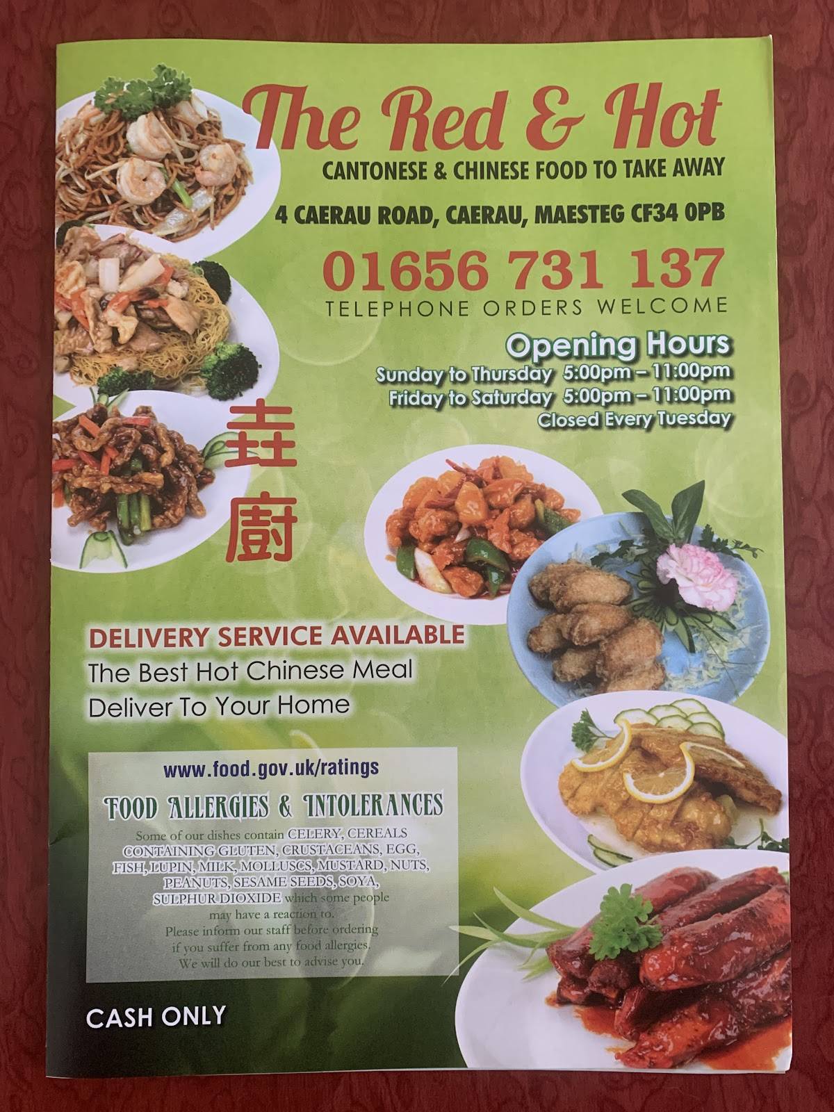 Menu at Red&Hot Chinese Takeaway fast food, Maesteg