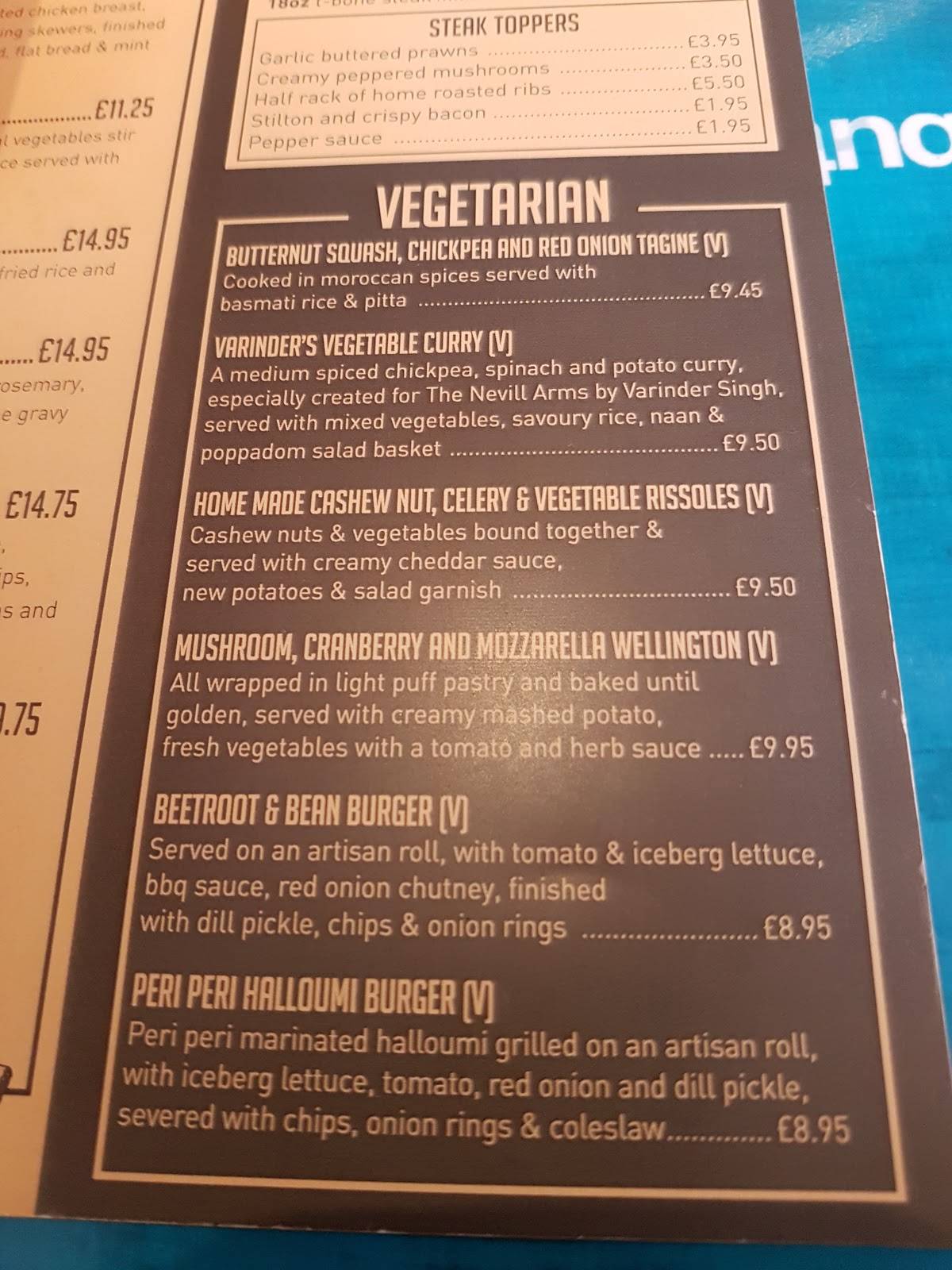 Menu at The Nevill Arms pub & bar, Redditch