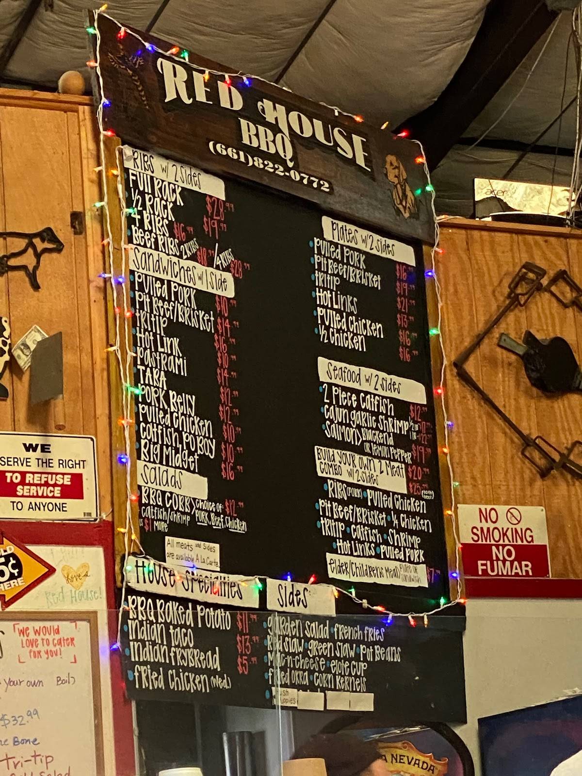 Menu at Red House BBQ, Tehachapi, 426 E Tehachapi Blvd