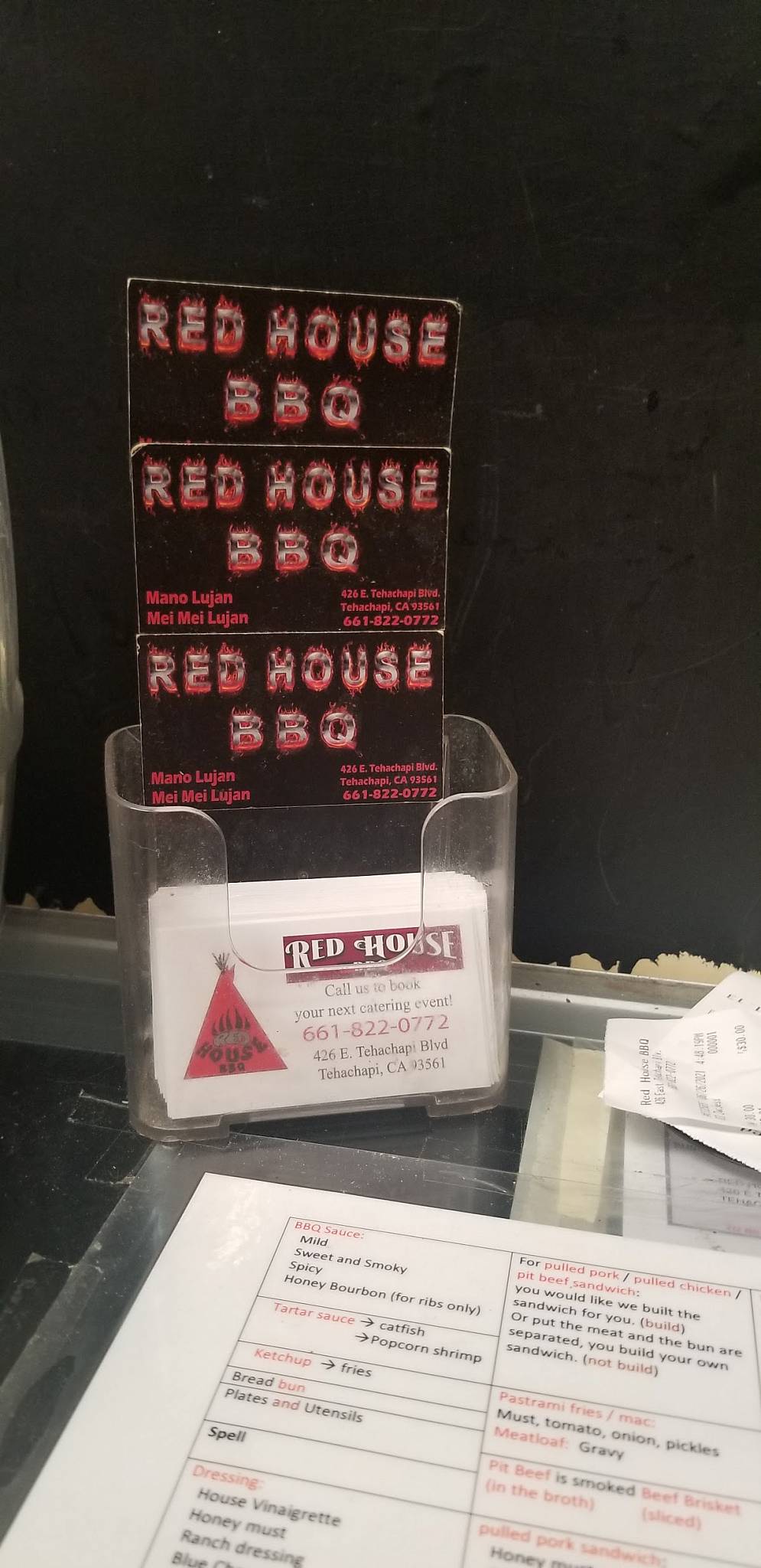 Menu at Red House BBQ, Tehachapi, 426 E Tehachapi Blvd
