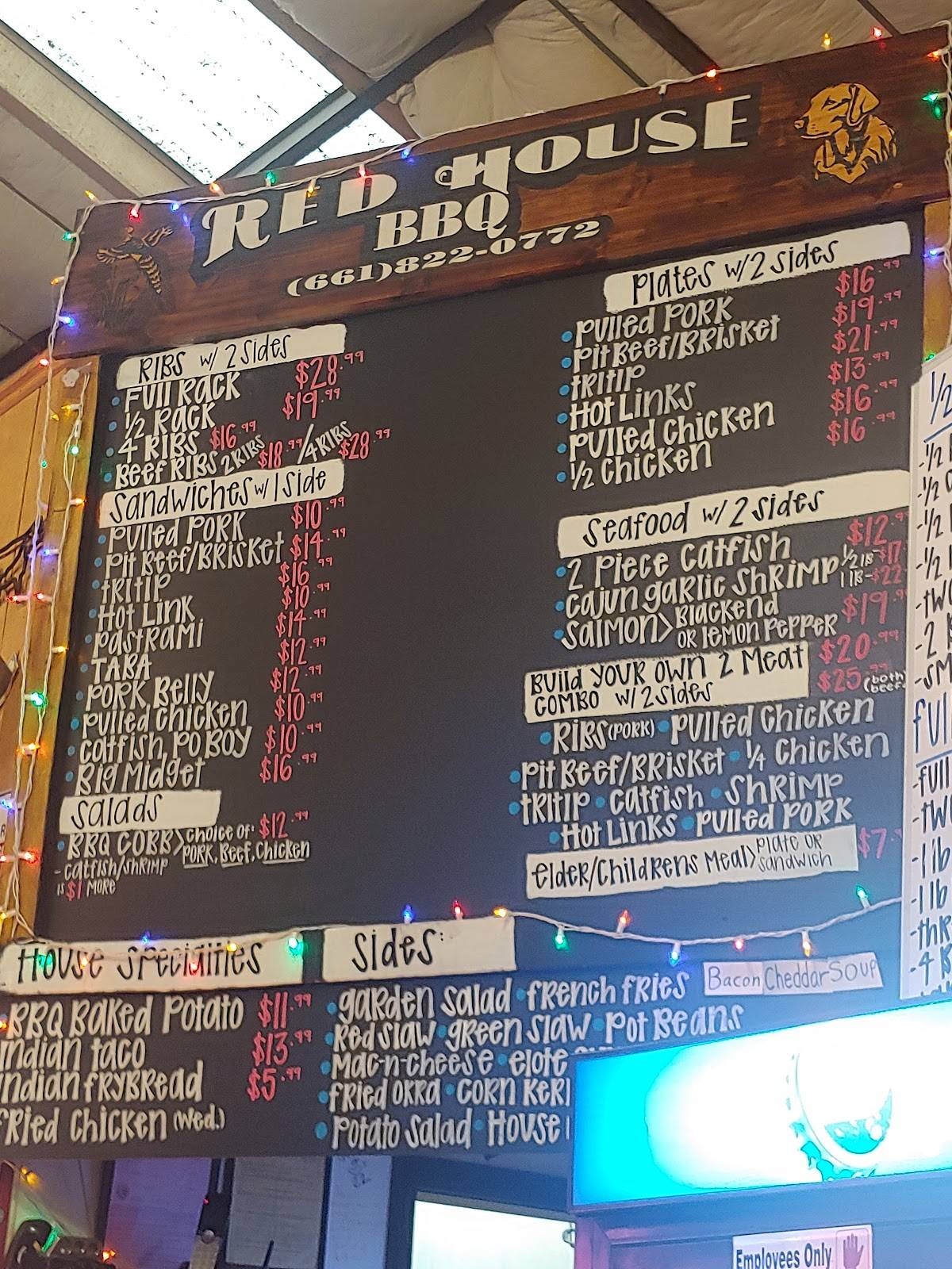 Menu at Red House BBQ, Tehachapi, 426 E Tehachapi Blvd