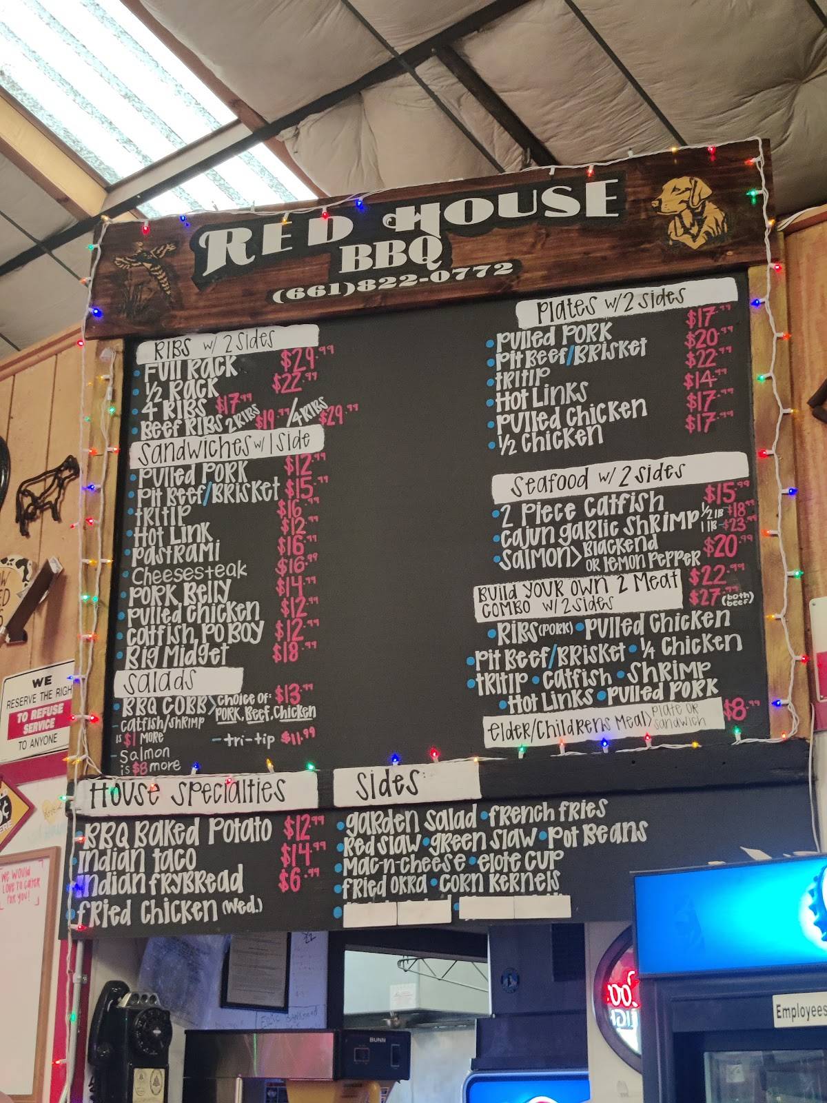 Menu at Red House BBQ, Tehachapi, 426 E Tehachapi Blvd