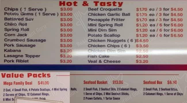 Menu at Fish Inn fast food, Regents Park, Unit 8/57-61 Emerald Dr