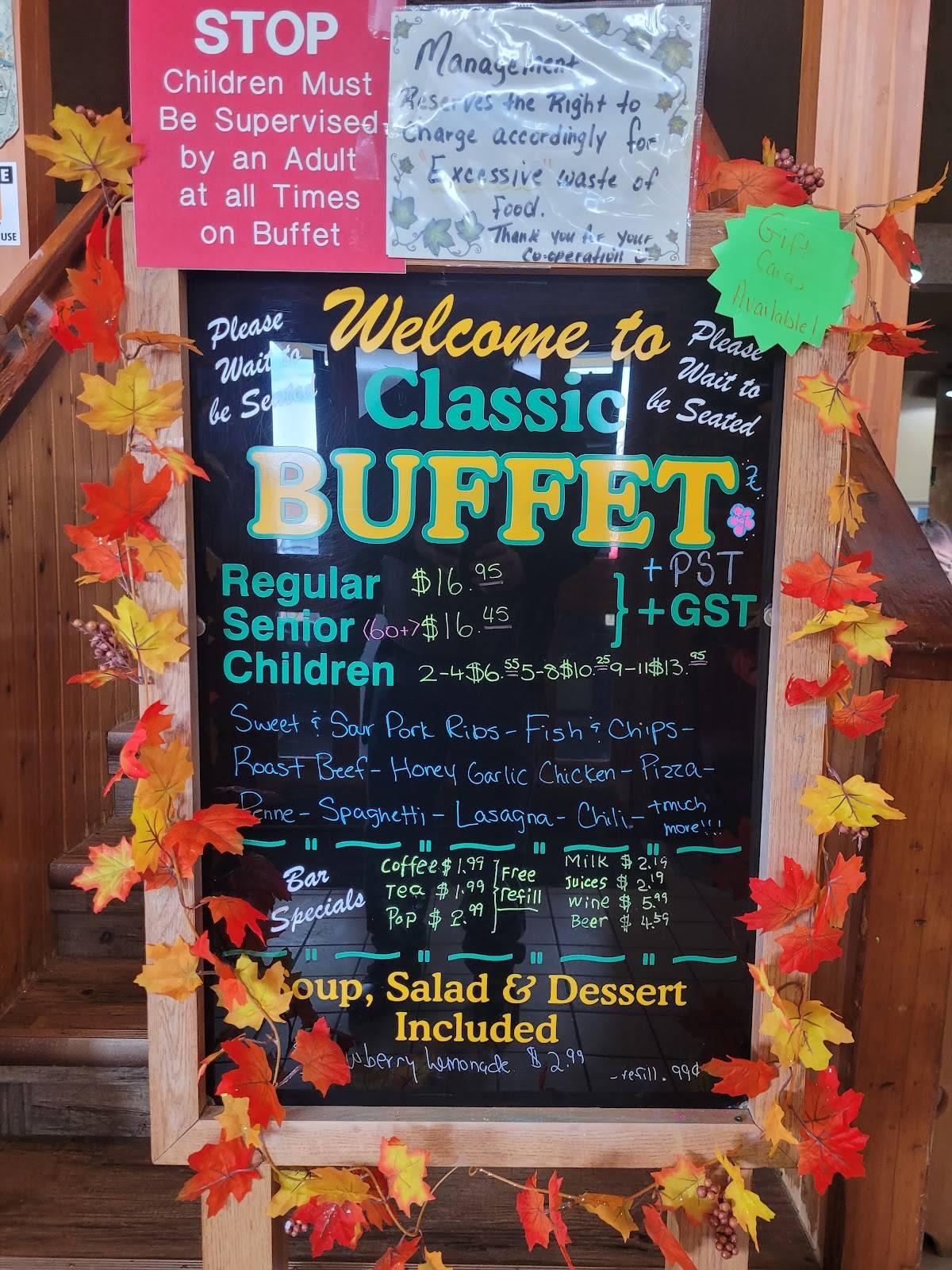 Menu at Classic Buffet Company restaurant, Regina