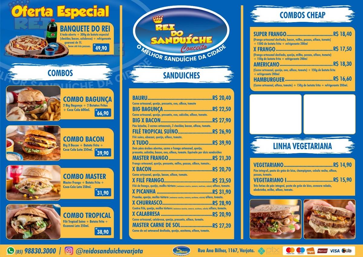 Menu at Rei do Sanduíche Varjota, Fortaleza