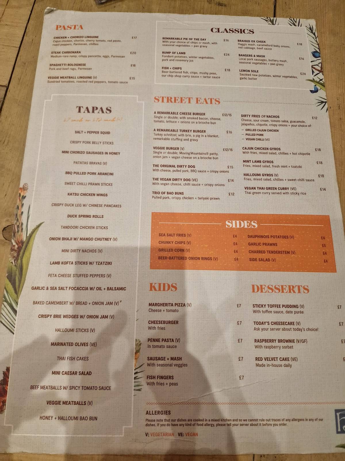 Menu at Remarkable Hare pub & bar, Matlock