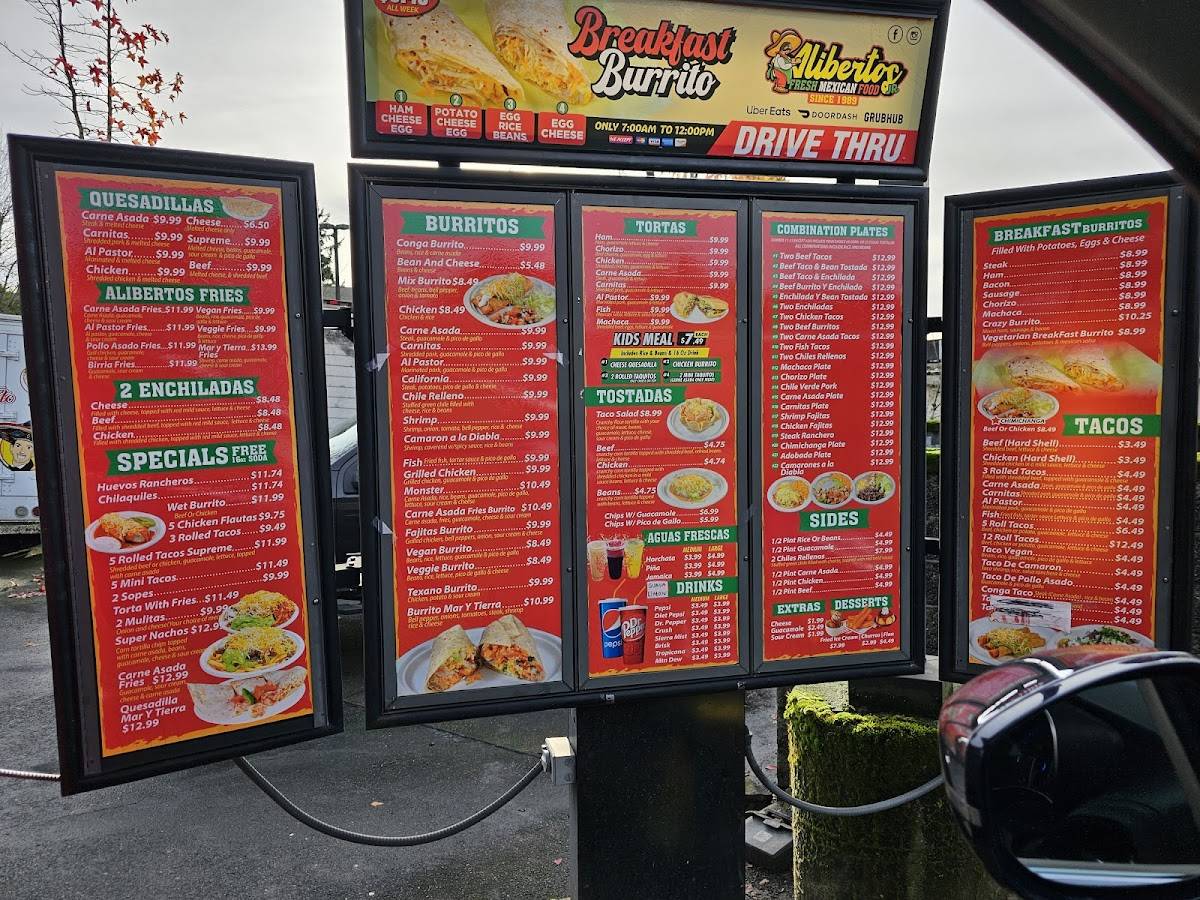 Menu at Aliberto’s Jr Mexican Food restaurant, Renton