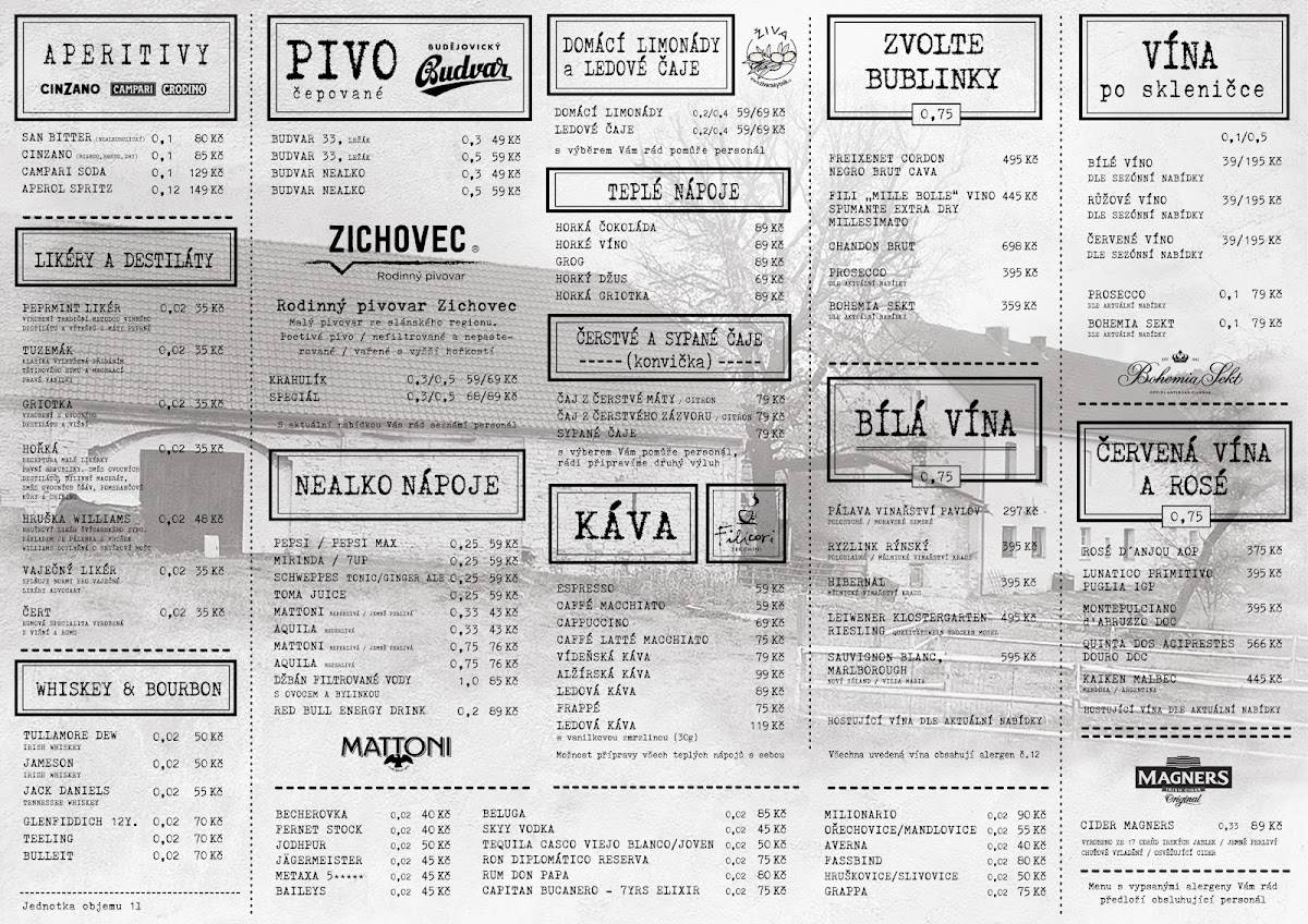 Menu at Restaurace Letná restaurant, Kladno