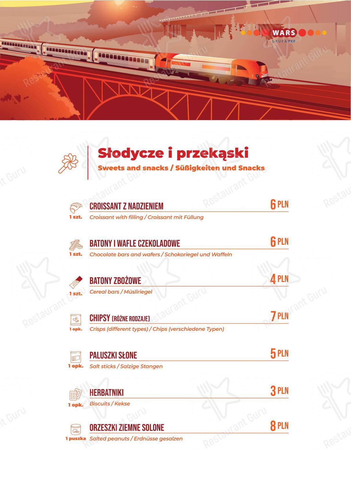 Menu at Restauracja WARS - West Station I restaurant, Warsaw