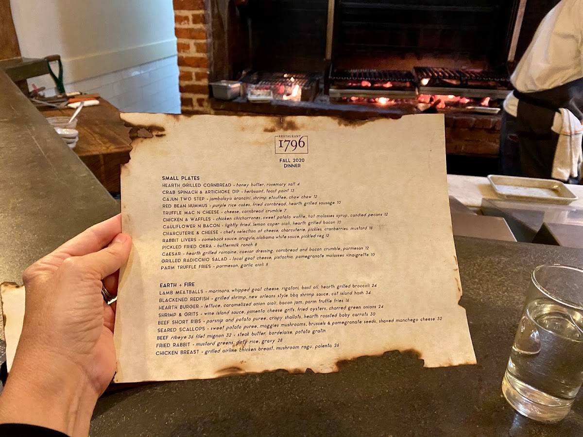 Menu at Restaurant 1796, Saint Francisville, US-61