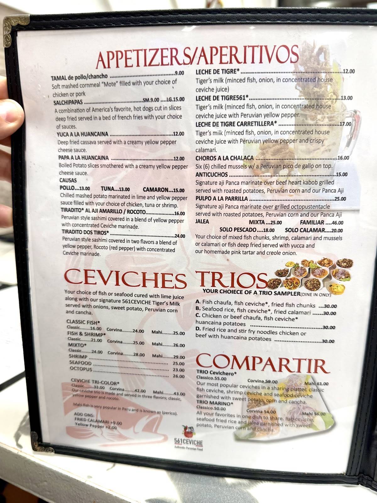 Menu at 561CEVICHE restaurant, Royal Palm Beach
