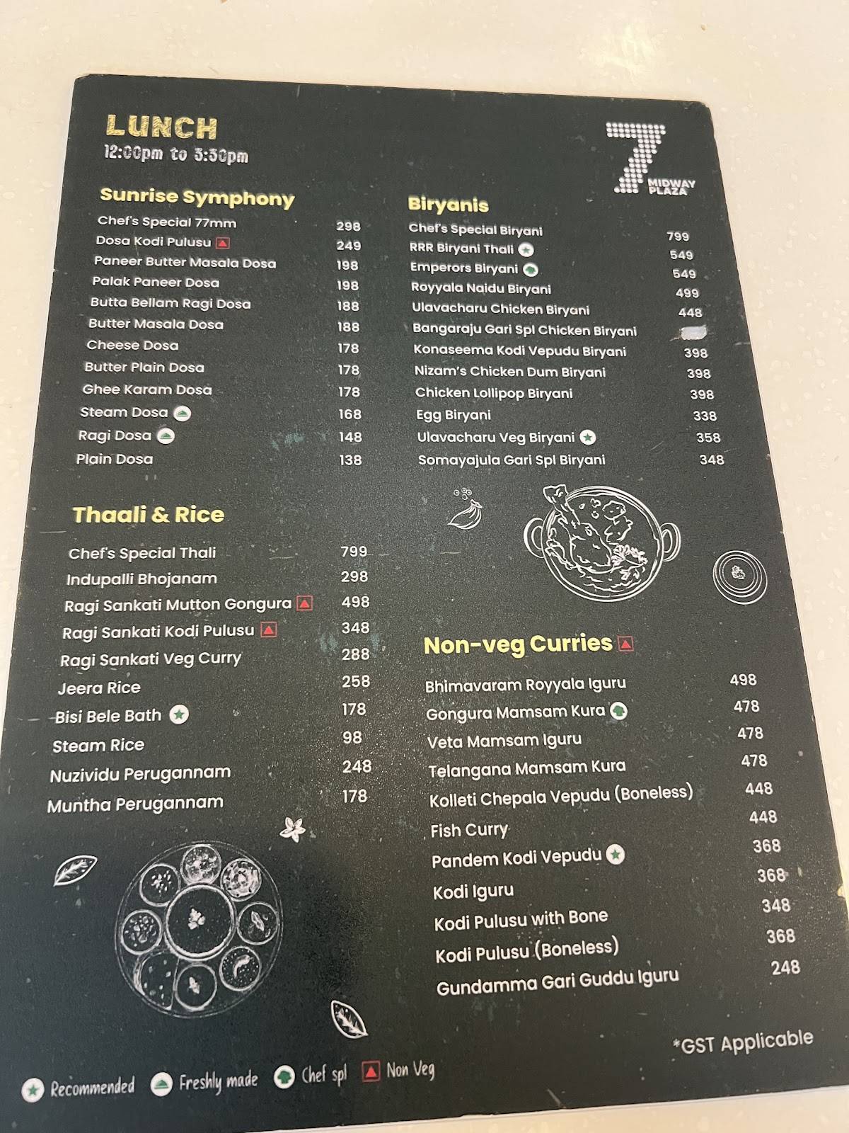 Menu at 7 Midway Plaza, Suryapet