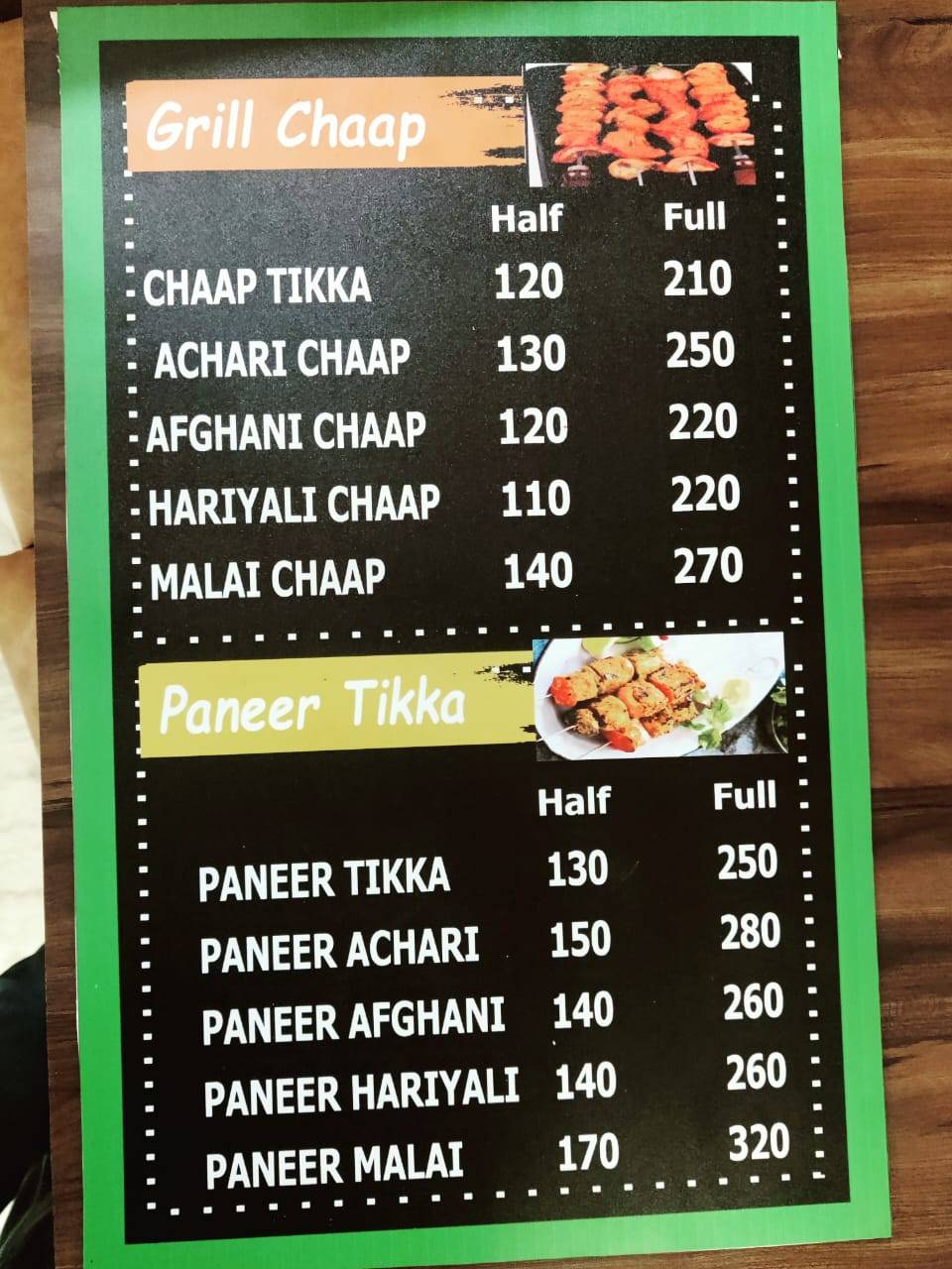 Menu at A pizza junction, Jaipur
