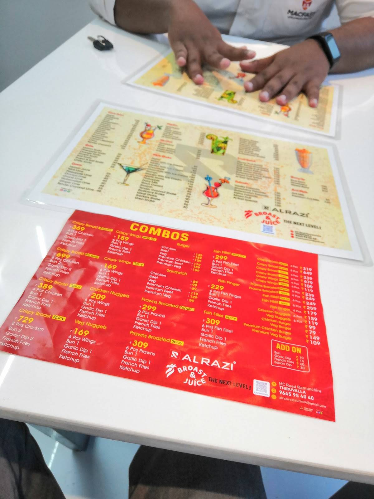 Menu at Al Razi, Thiruvalla