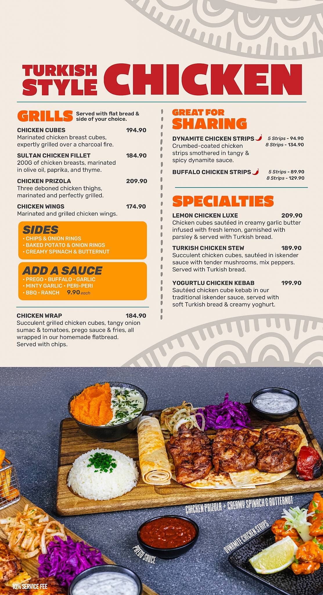 Menu at Ala Turkish Restaurant, Cape Town