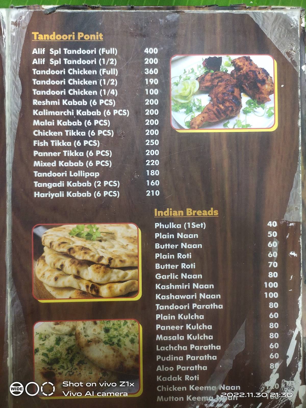 Menu at Alif Biriyani Malaysian Variety Parotta, Chennai