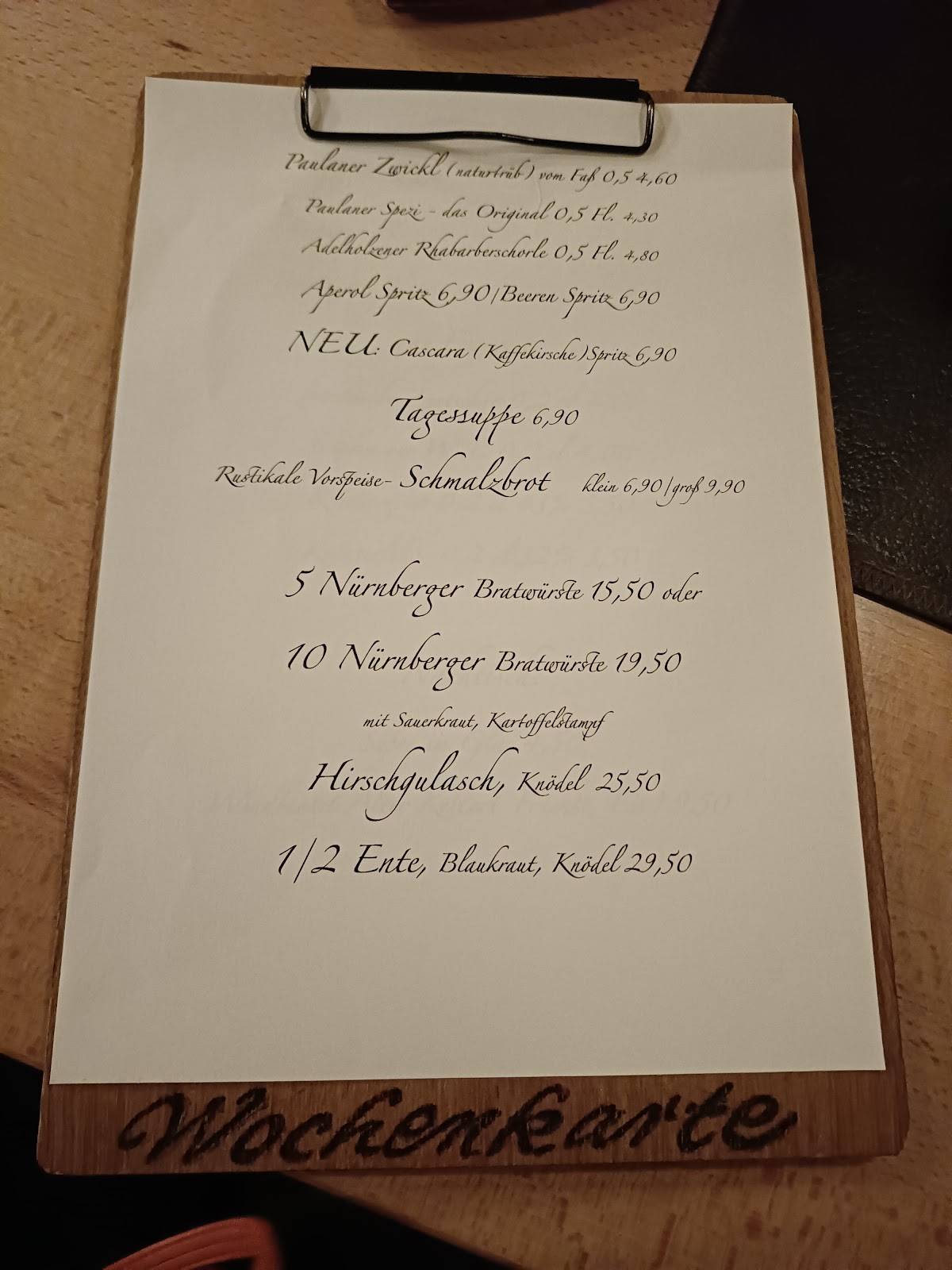 Menu at Restaurant Alter Keller, Rothenburg ob der Tauber