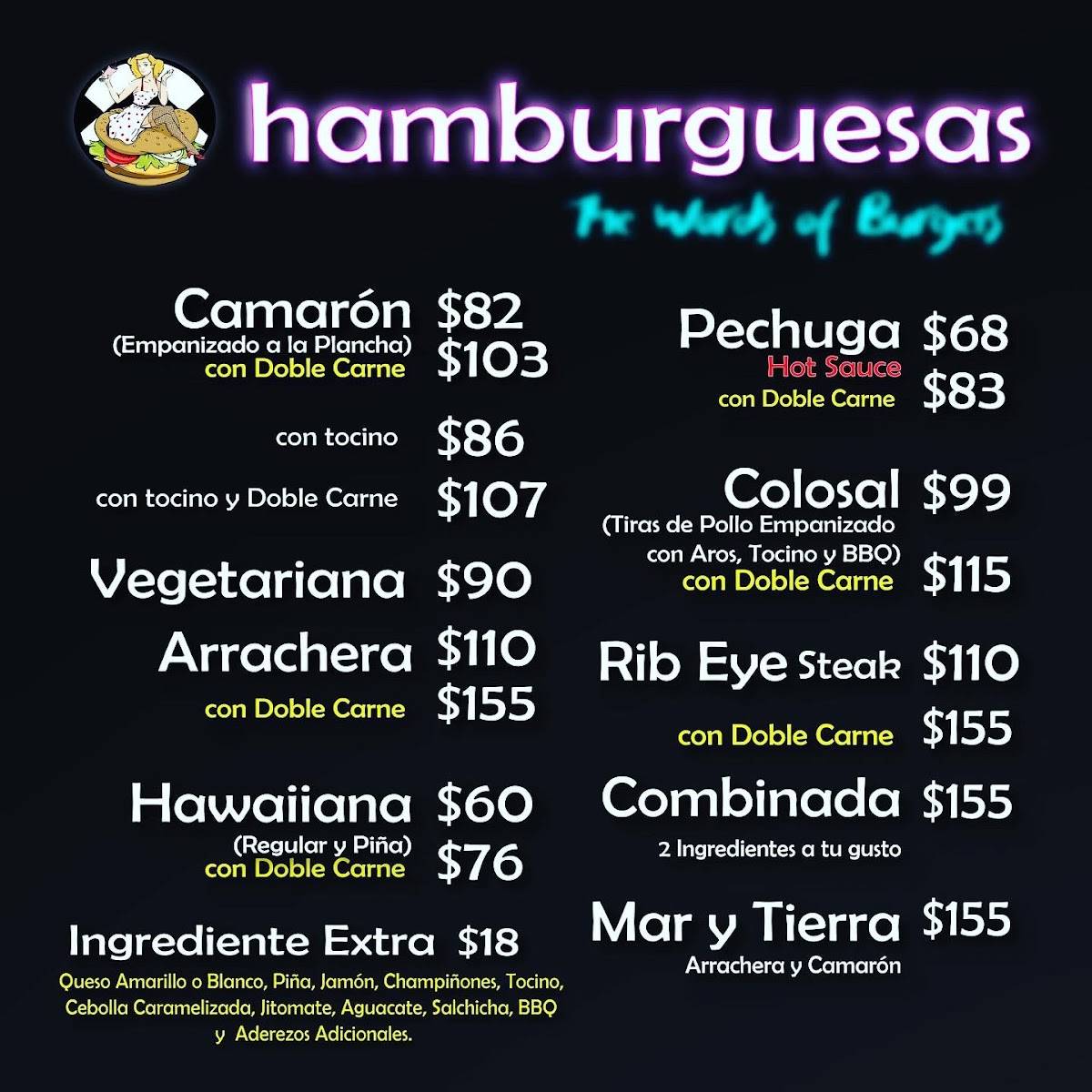 Carta del restaurante Amerix Burger Municipio Libre, Aguascalientes, Av ...